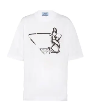 Prada Mermaid Logo Print T-shirt - White