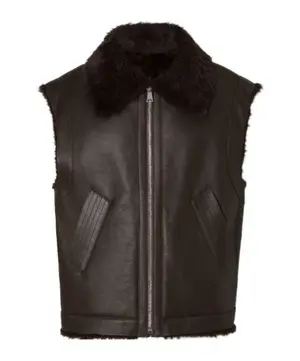 Fendi Ff Plaque Cropped Shearling Vest