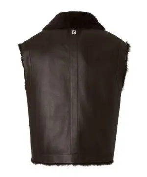 Fendi Ff Plaque Cropped Shearling Vest