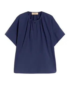 Max Mara Gathered Cotton Poplin Blouse