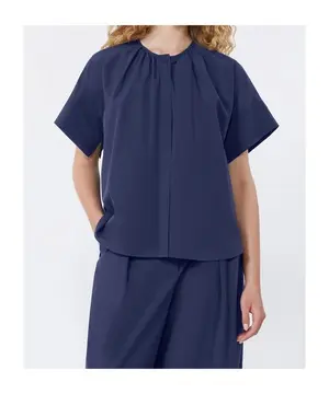 Max Mara Gathered Cotton Poplin Blouse