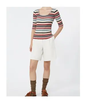 Max Mara Striped Cropped Knit Top