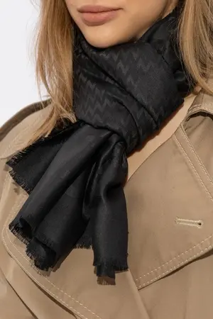 LANVIN Logo-jacquard Frayed Edge Scarf