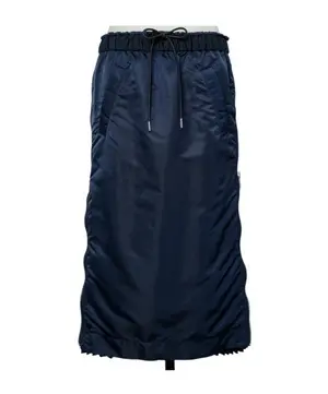 Sacai Pleated Midi Skirt - Navy