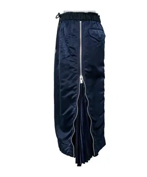 Sacai Pleated Midi Skirt - Navy