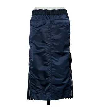 Sacai Pleated Midi Skirt - Navy