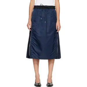 Sacai Pleated Midi Skirt - Navy