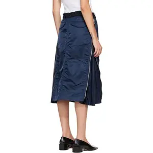 Sacai Pleated Midi Skirt - Navy