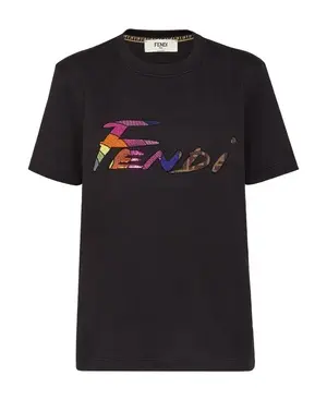 Fendi Cotton T-shirt With Embellished Logo