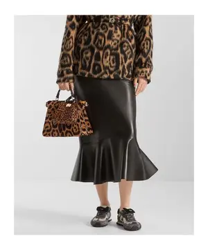Fendi Peekaboo Mini Jaguar Print Bag - Brown