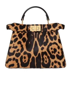 Fendi Peekaboo Mini Jaguar Print Bag - Brown