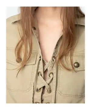 Zadig&Voltaire Short Sleeve Utility Dress With Tie Neckline