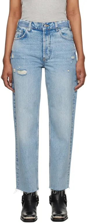 ANINE BING Gavin Mid-rise Straight Jeans - Blue