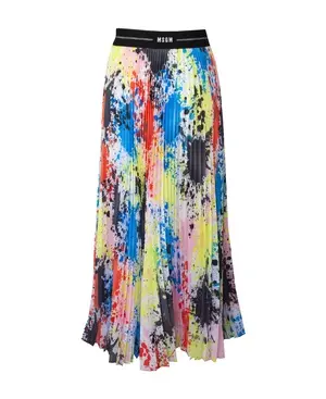 MSGM Pleated Midi Skirt With Splatter Print