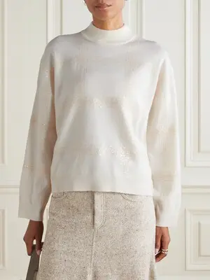 Brunello Cucinelli Sequin Embellished Turtleneck Jumper