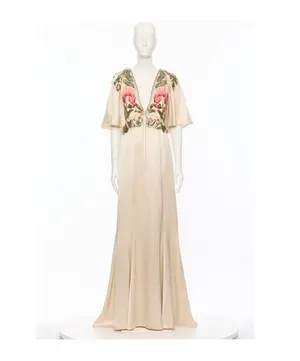 Valentino Garavani V-neck Floral Embellished Dress
