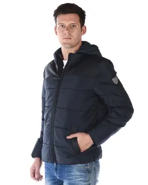 EA7 Padded Hooded Jacket With Zip-up And Logo Detail