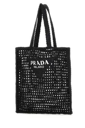 Prada Raffia Tote Bag With Logo