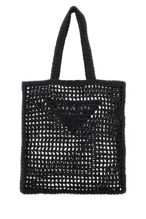 Prada Raffia Tote Bag With Logo