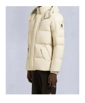 Moose Knuckles Long-sleeved Down Jacket With Hood - Alabaster