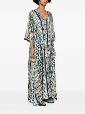 La DoubleJ V-neck Printed Maxi Dress - Gray