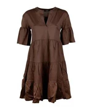 Max Mara Tiered Ruffled Mini Dress Brown