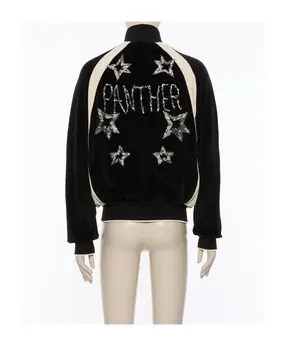 Valentino Garavani Panther Embellished Velvet Zip-up Jacket