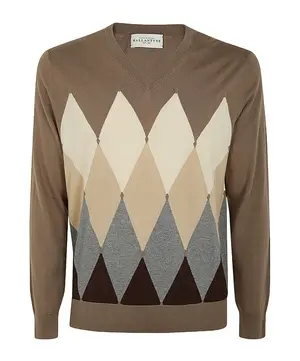 BALLANTYNE V-neck Argyle Sweater
