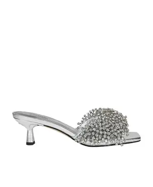 Michael Kors 50mm Crystal Embellished High Heel Sandals - Gray