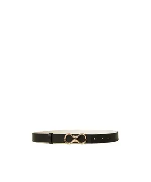 TWINSET Logo Buckle Reversible Leather Belt - Black