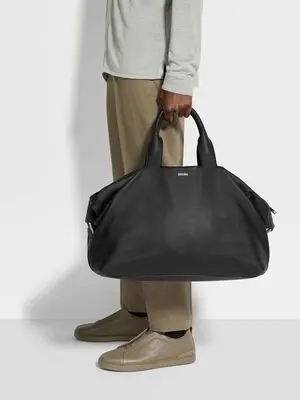 Zegna Deerskin Holdall Bag - Black