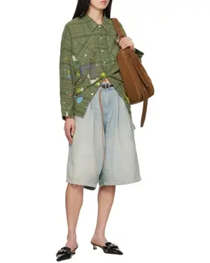 R13 Belt Loop Denim Shorts