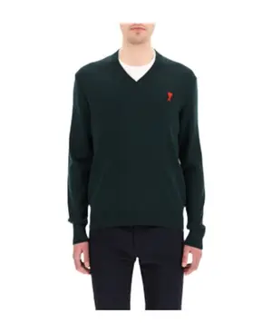 Ami Embroidered Heart Logo V-neck Jumper
