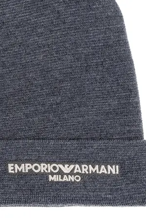 Emporio Armani Logo Embroidered Wool Beanie