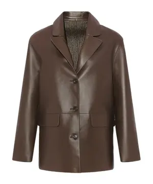 YVES SALOMON Leather Jacket With Houndstooth Wool Interior