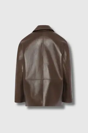 YVES SALOMON Leather Jacket With Houndstooth Wool Interior