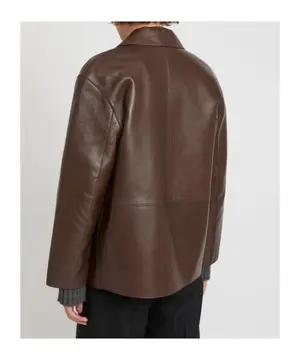 YVES SALOMON Leather Jacket With Houndstooth Wool Interior