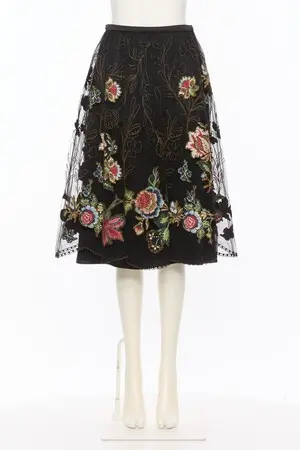 Valentino Garavani Embellished Floral Midi Skirt