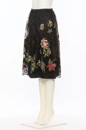 Valentino Garavani Embellished Floral Midi Skirt