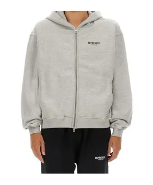 REPRESENT Zip-up Sweatshirt With Logo Print - Grey