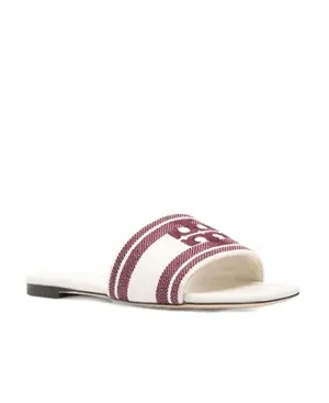 Tory Burch Embroidered Logo Slip-on Slides