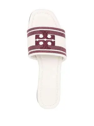 Tory Burch Embroidered Logo Slip-on Slides