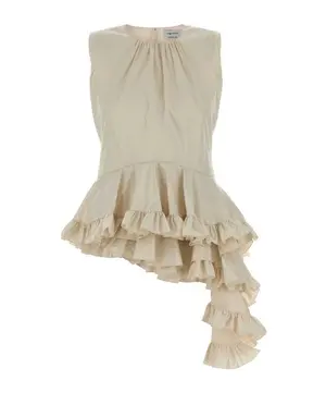 Alexander McQueen Sleeveless Asymmetrical Ruffled Top - Ivory