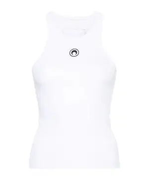 MARINE SERRE Logo Embroidered Sleeveless Tank Top - No