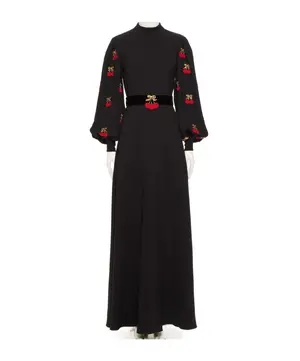 Valentino Garavani Long Sleeve Dress With Graphic Cherry Print