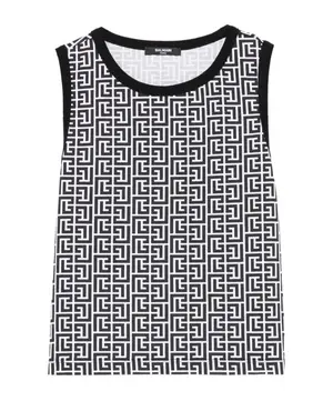 Balmain Logo Print Sleeveless Top