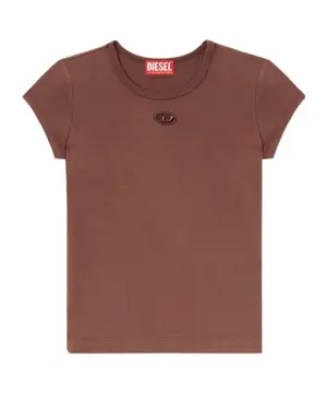 DIESEL® T-angie-od' Embroidered Logo T-shirt - Brown