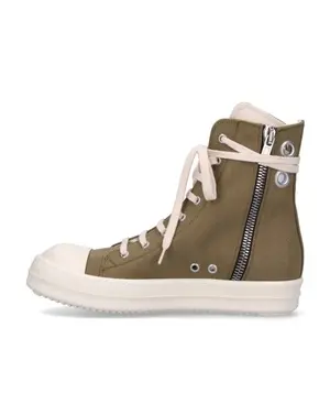 Rick Owens Eyelet-detail Canvas High-top Sneakers