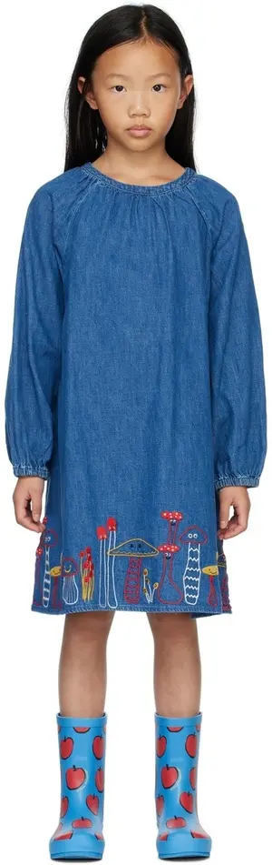 Stella McCartney Denim Embroidered Mushroom Dress