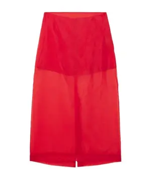 THE FRANKIE SHOP Peri Sheer Midi Skirt - Red